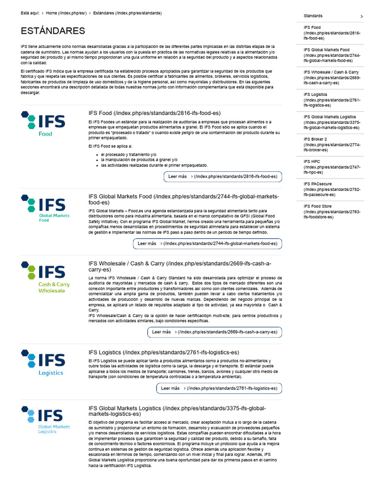 IFS-Portal - Estándares | PDF