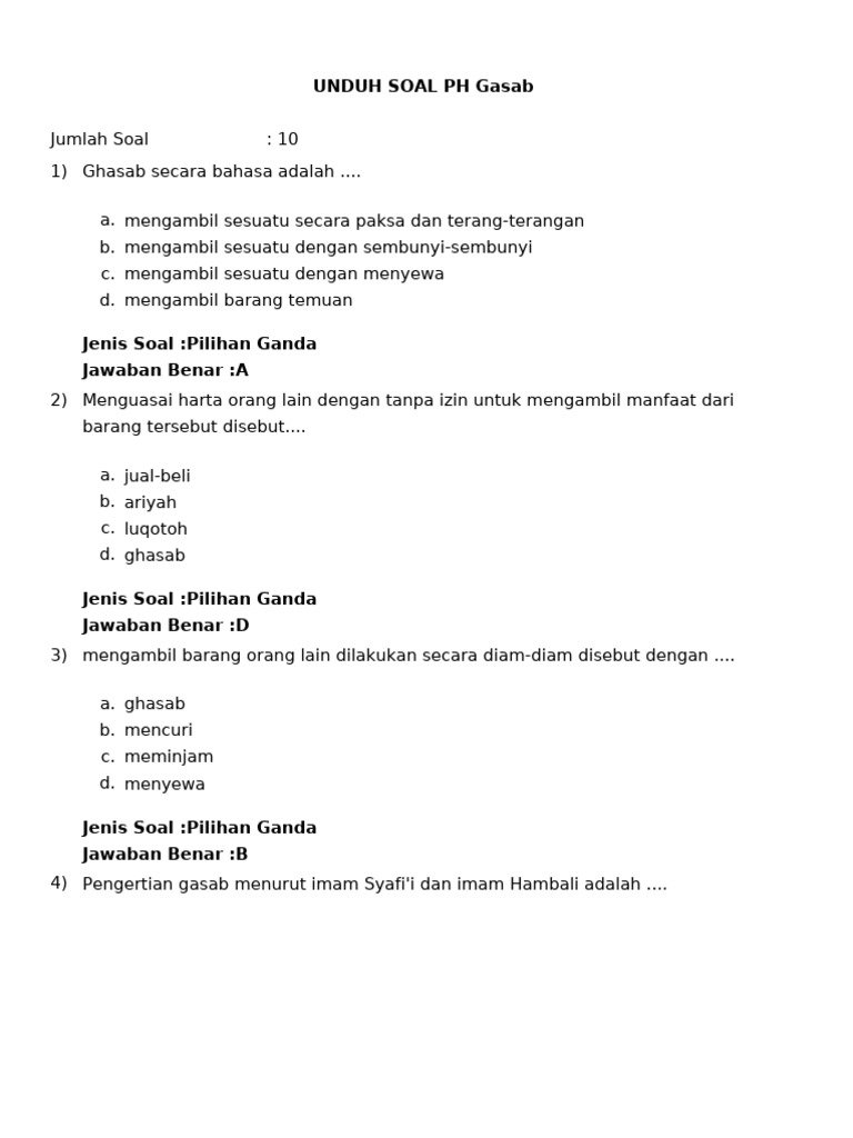 Lembar Soal PH Gasab | PDF