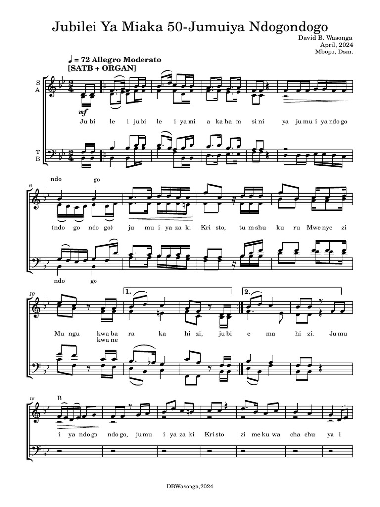 Jubilei - Miaka - 50-Jumuiya - Ndogondogo DBWasonga | PDF