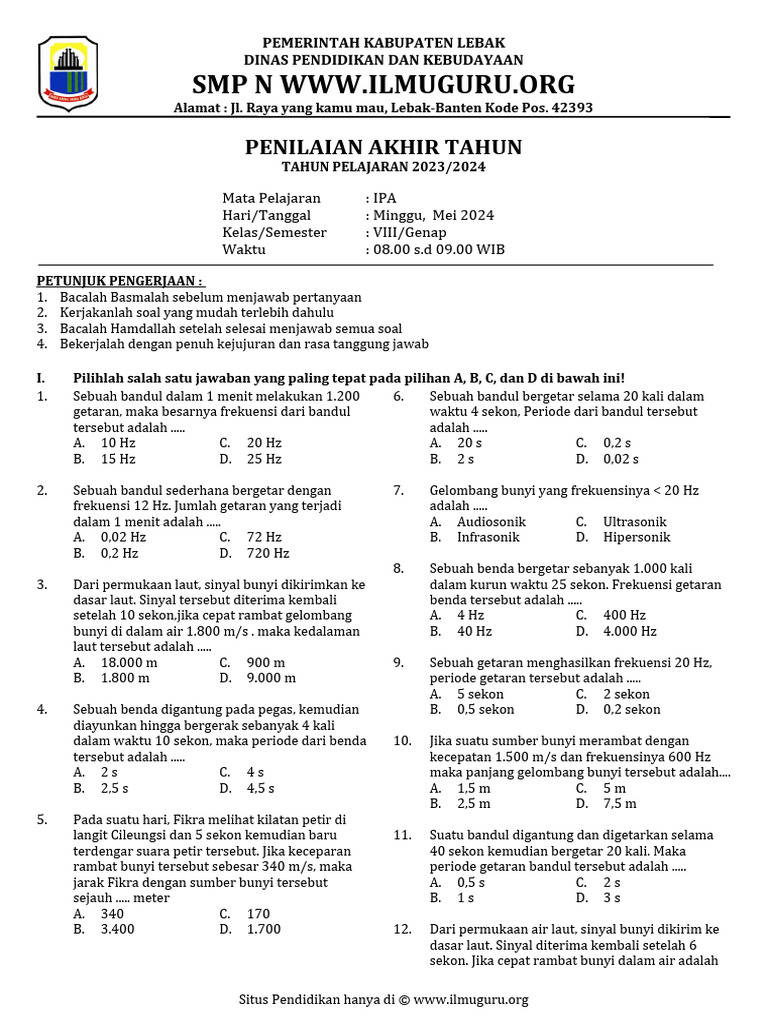 Soal IPA Kelas VIII Semester Genap | PDF | Ilmu Sosial | Griya & Taman
