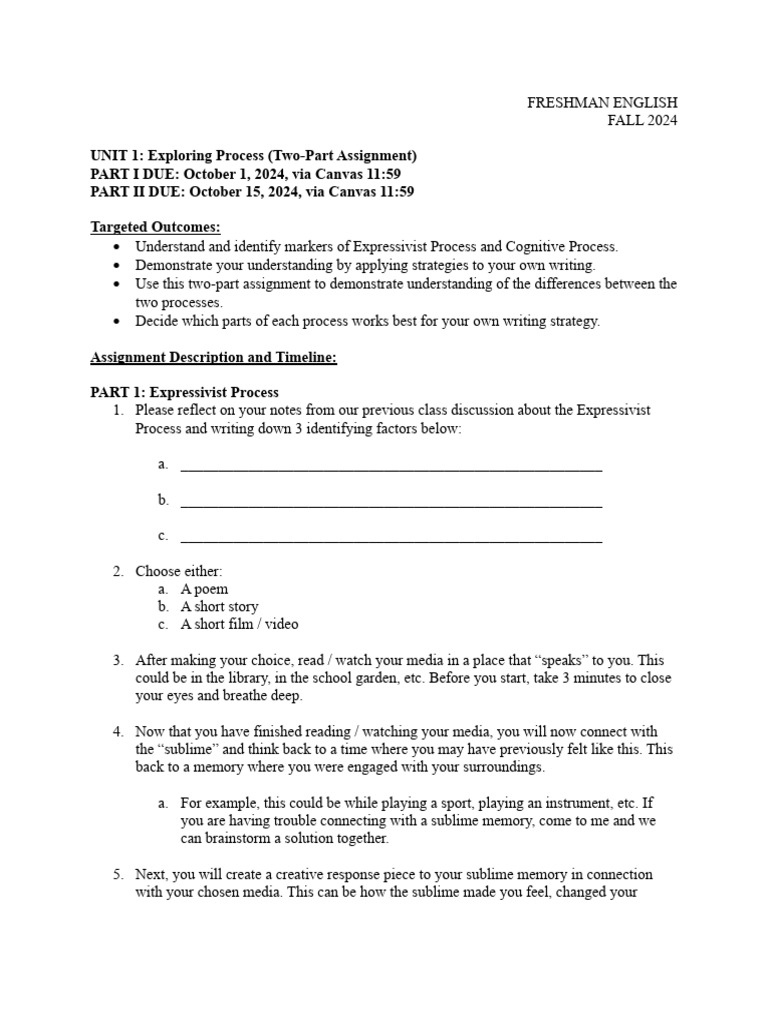 Exploring Process Two-Part Assignment | PDF | Brainstorming | Cognitive Science