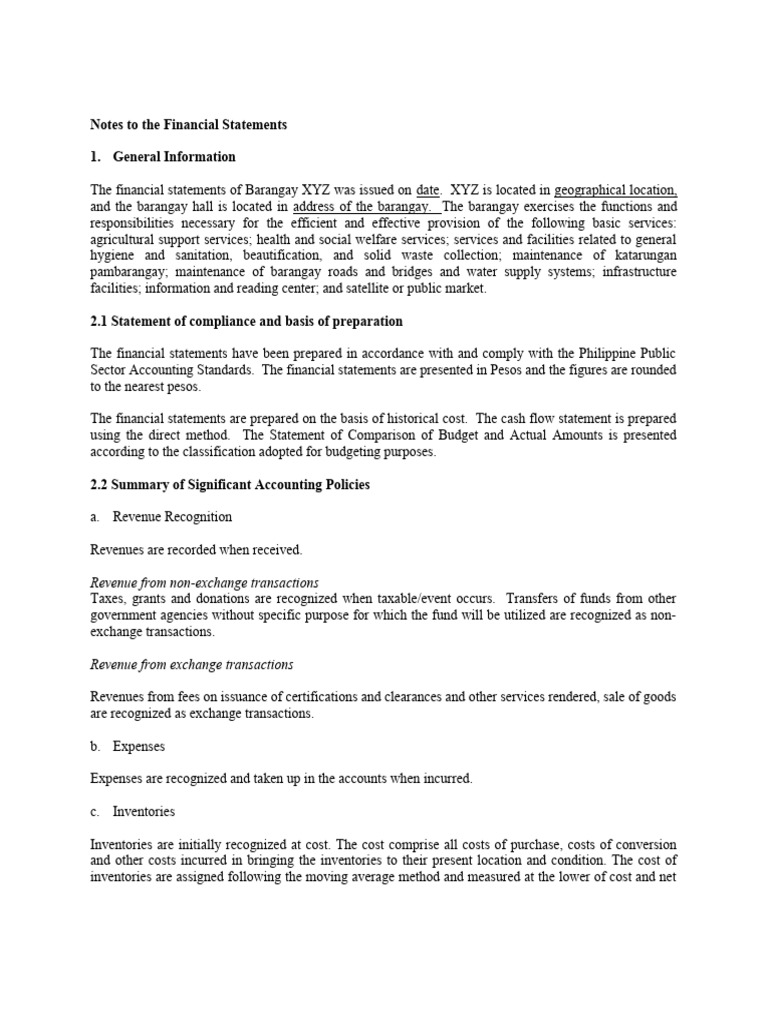 Barangay XYZ Financial Statement Overview | PDF | Taxes | Depreciation