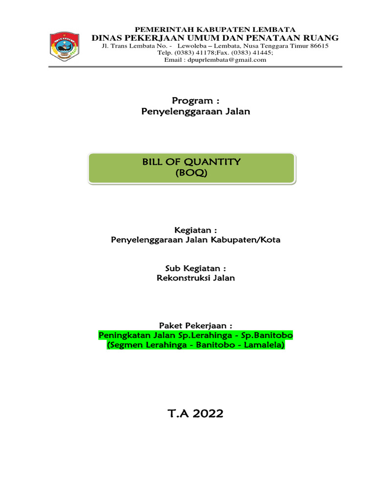 Bill of Quantity Boq | PDF