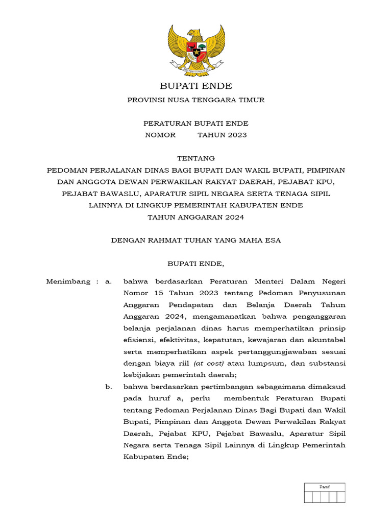 Draft Batang Tubuh Standar Perdis 2024 | PDF