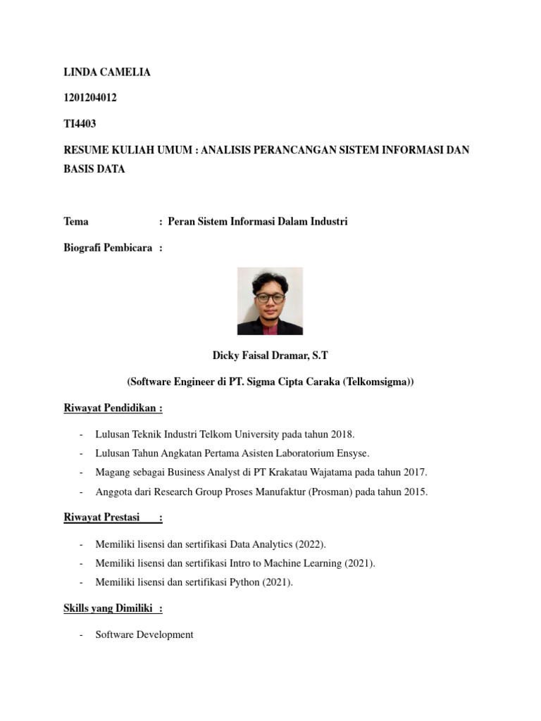 Resume Kuliah Umum Linda Camelia 1201204012 Ti4403 | PDF | Bisnis