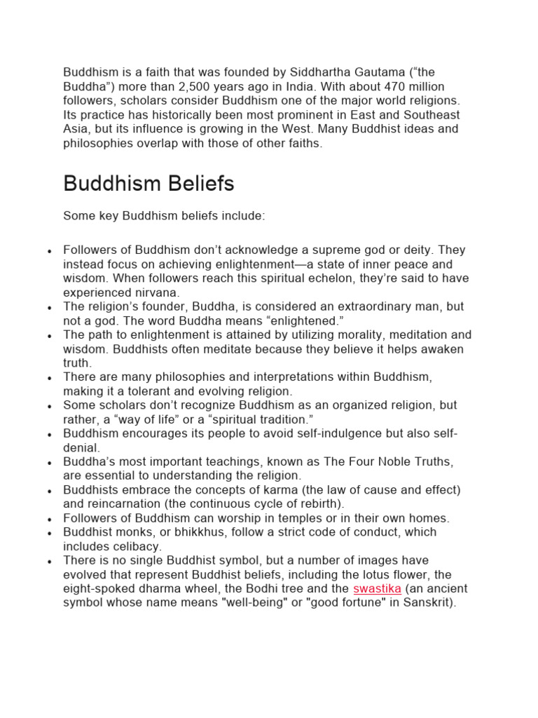 Buddhism Is A Faith That Was Founded by Siddhartha Gautama | PDF ...