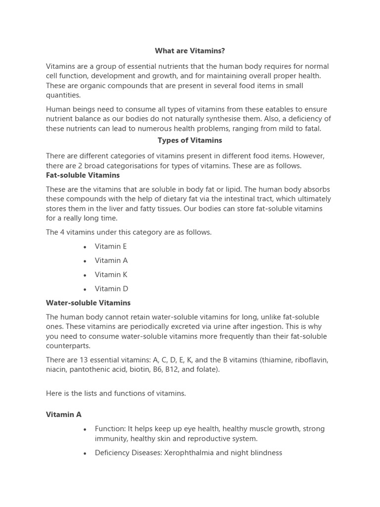 Vitamins | PDF | Vitamin | Nutrients
