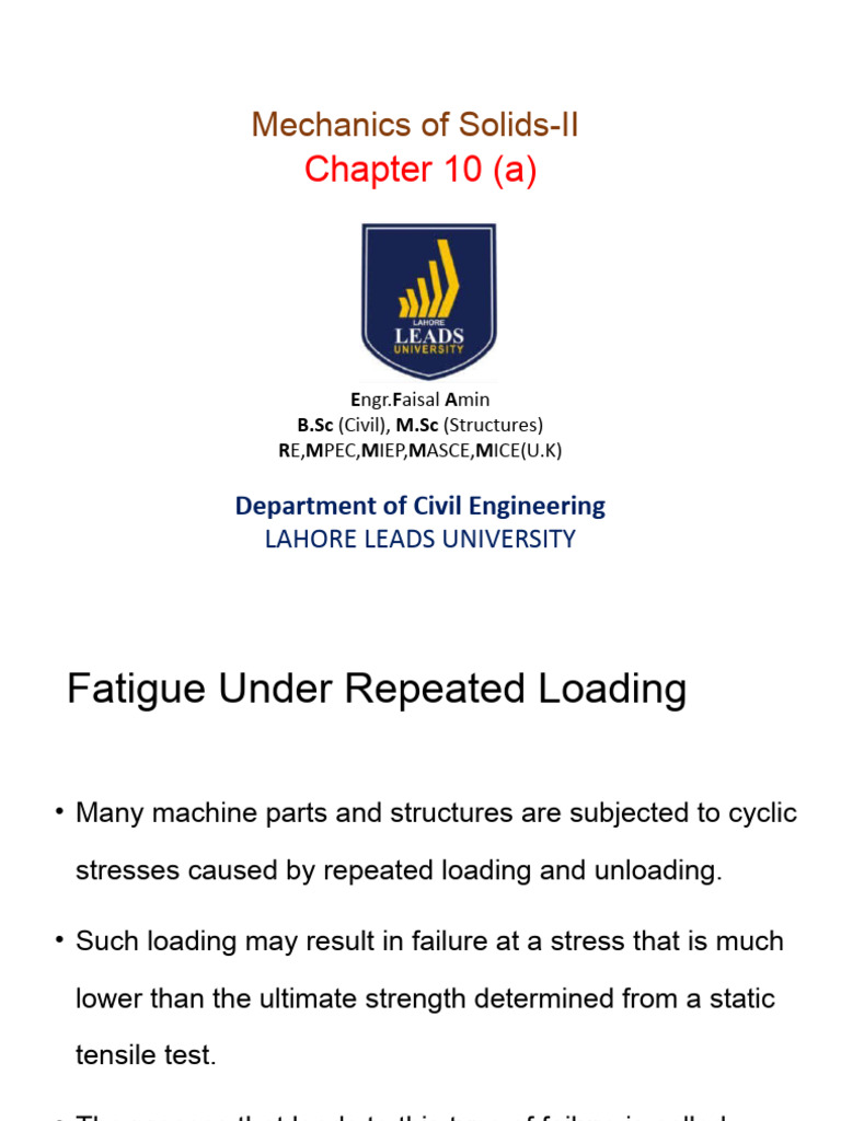 Fatigue Under Repeated Loading | PDF | Fatigue (Material) | Strength Of ...