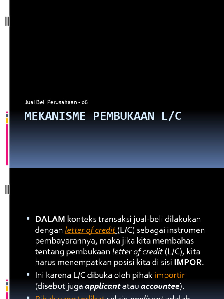 Mekanisme Pembukaan L C | PDF