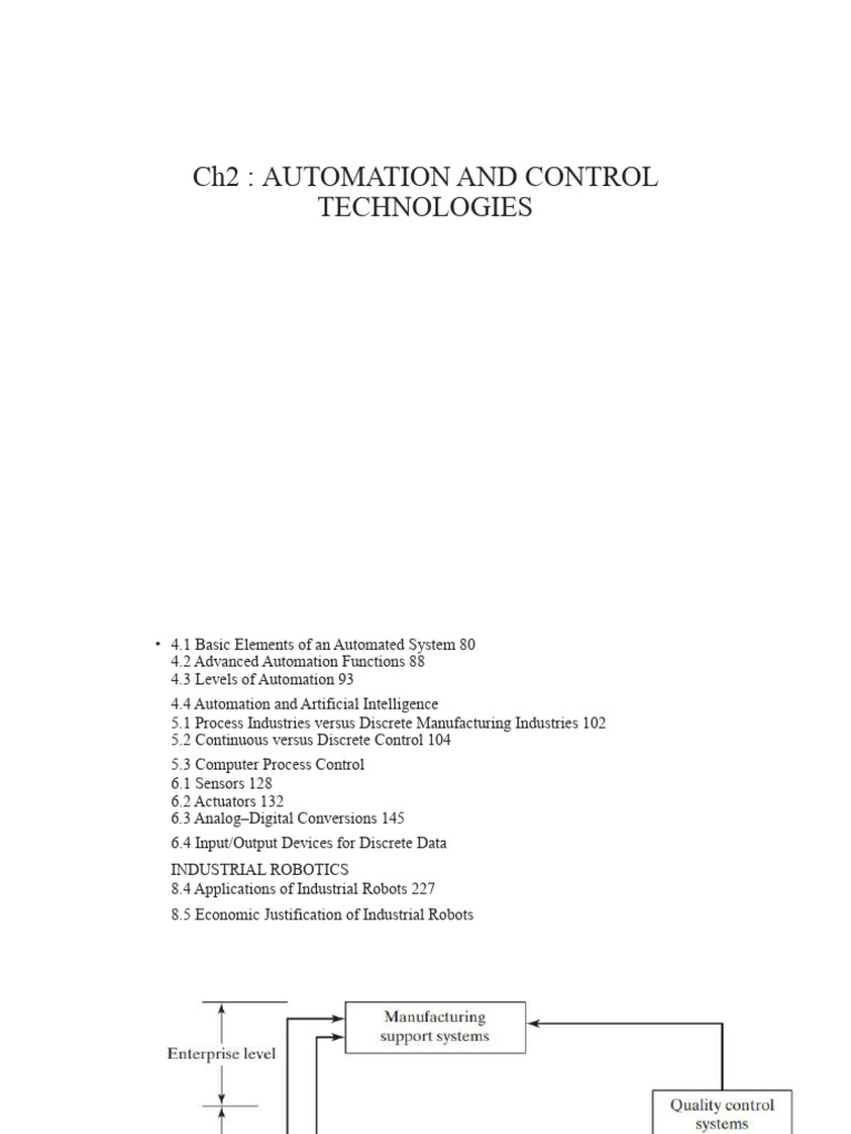 Ch2 AUTOMATION AND CONTROL TECHNOLOGIES | PDF | Automation | Robot