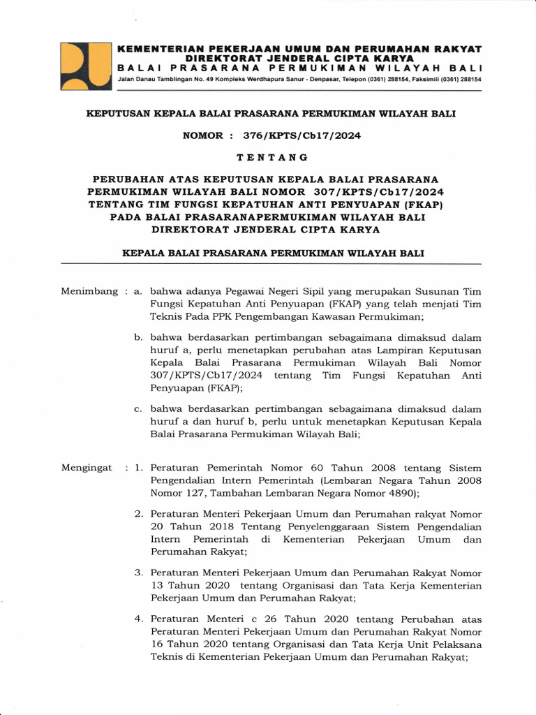 Perubahan Tim FKAP Bali 2024 | PDF