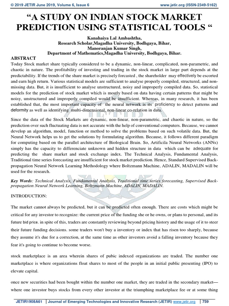 A Study On Indian Stock Market Predictio | PDF | Regression Analysis ...