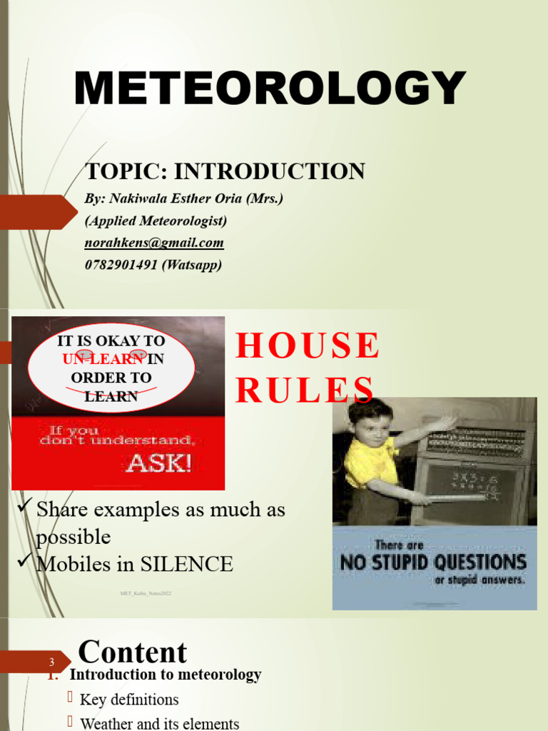 1 Fm24 Intro To Meteorology | PDF | Meteorology | Atmosphere Of Earth