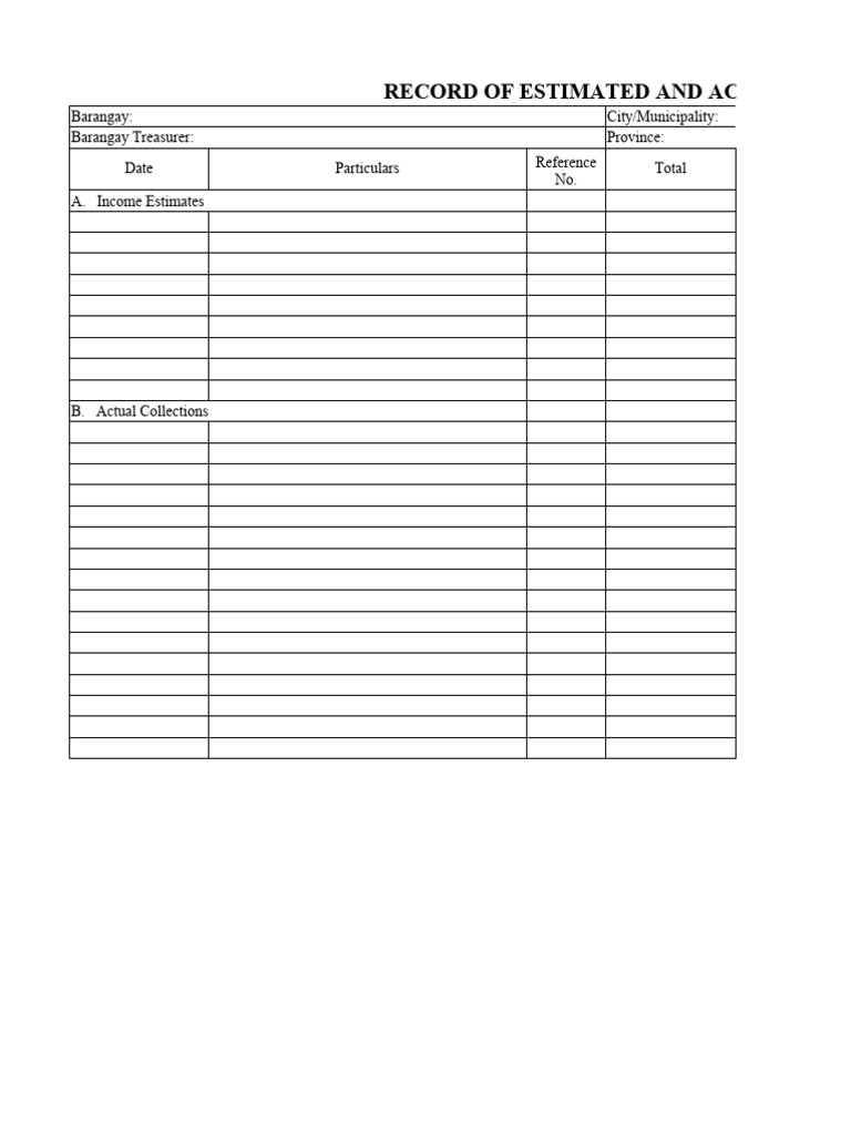 A-41 Record of Estimated and Actual Income | PDF