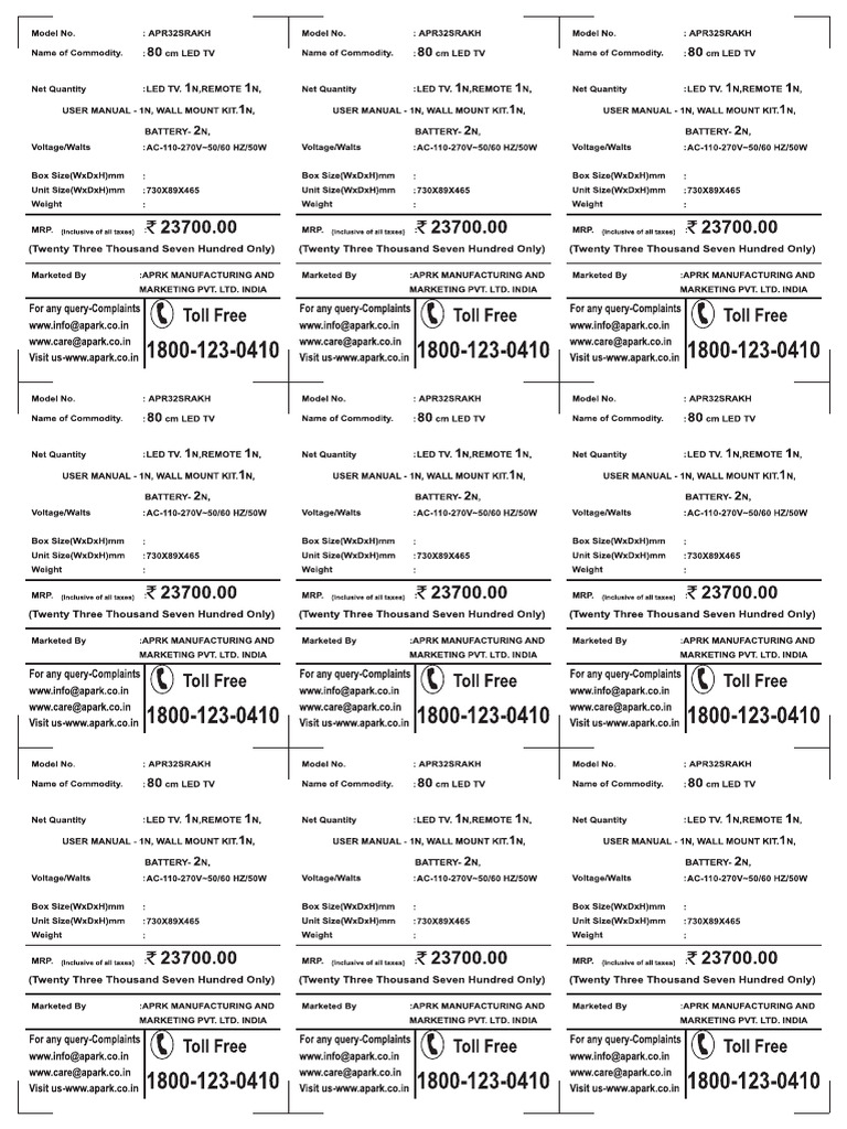 Apark Sticker Led | PDF