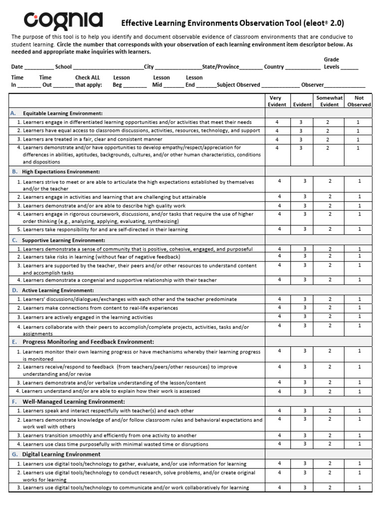 Eleot Form | Download Free PDF | Learning | Teachers