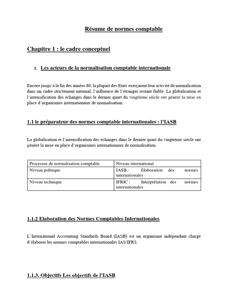 Normes Comptables Internationales | PDF | Bilan comptable | Normes internationales d'information ...