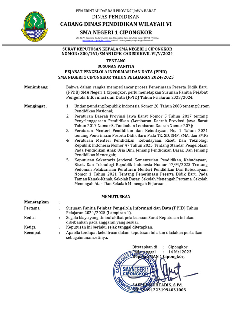 SK Panitia PPID 2024 | PDF