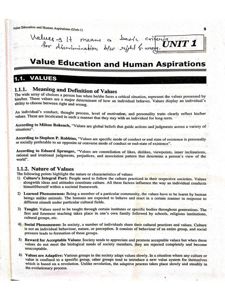 human value unit 1 | PDF