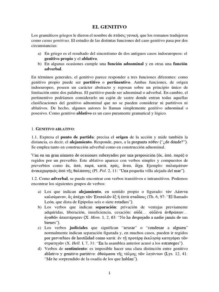 El Genitivo | PDF | Adjetivo | Verbo