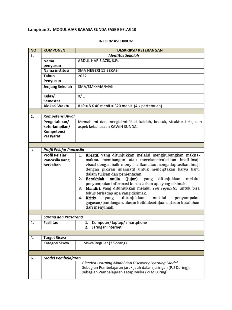 RPP Kawih (Kurmed) Fase e | PDF
