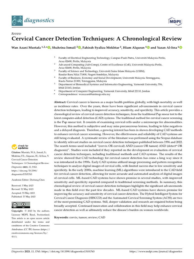 Cervical Cancer Detection Techniques: A Chronological Review 2 | PDF ...