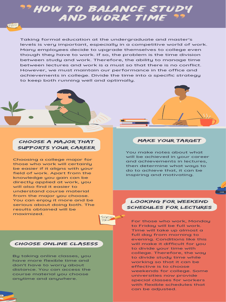 How To Balance Study and Work Time Infographic | PDF | Distance ...