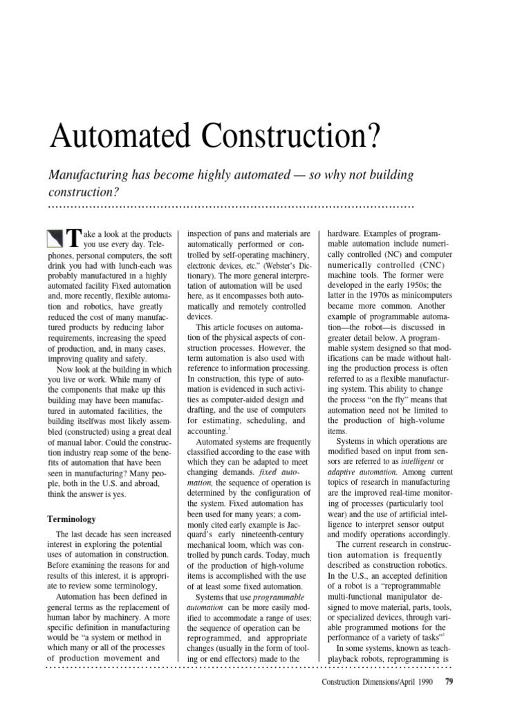 Automated Construction | PDF | Automation | Numerical Control