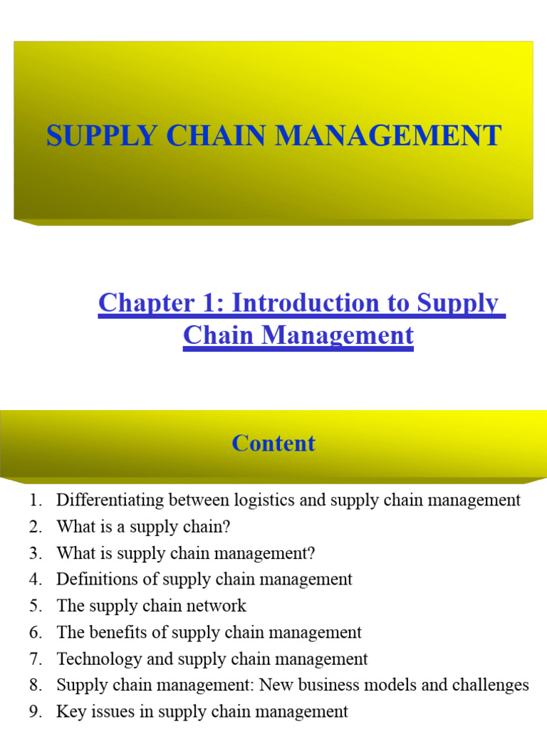 Chapter 1: Introduction To Supply Chain Management | PDF | Supply Chain ...