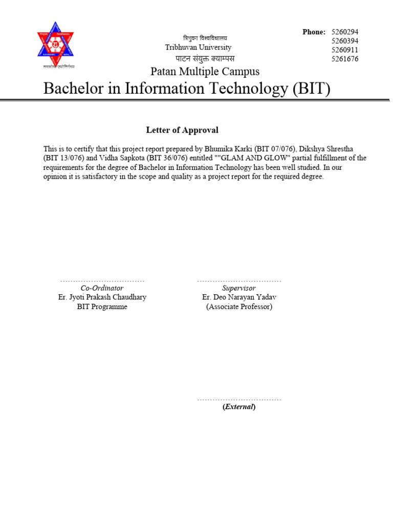 Project Letter of Approval | PDF