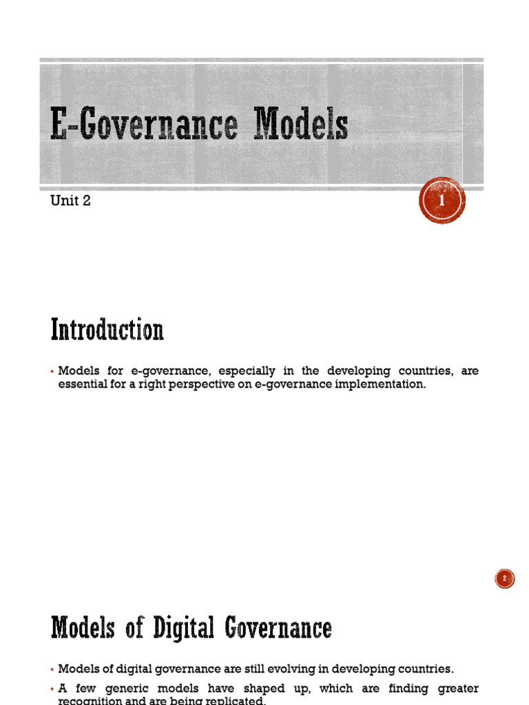 Unit 2 - E-Governance Models | PDF | Governance