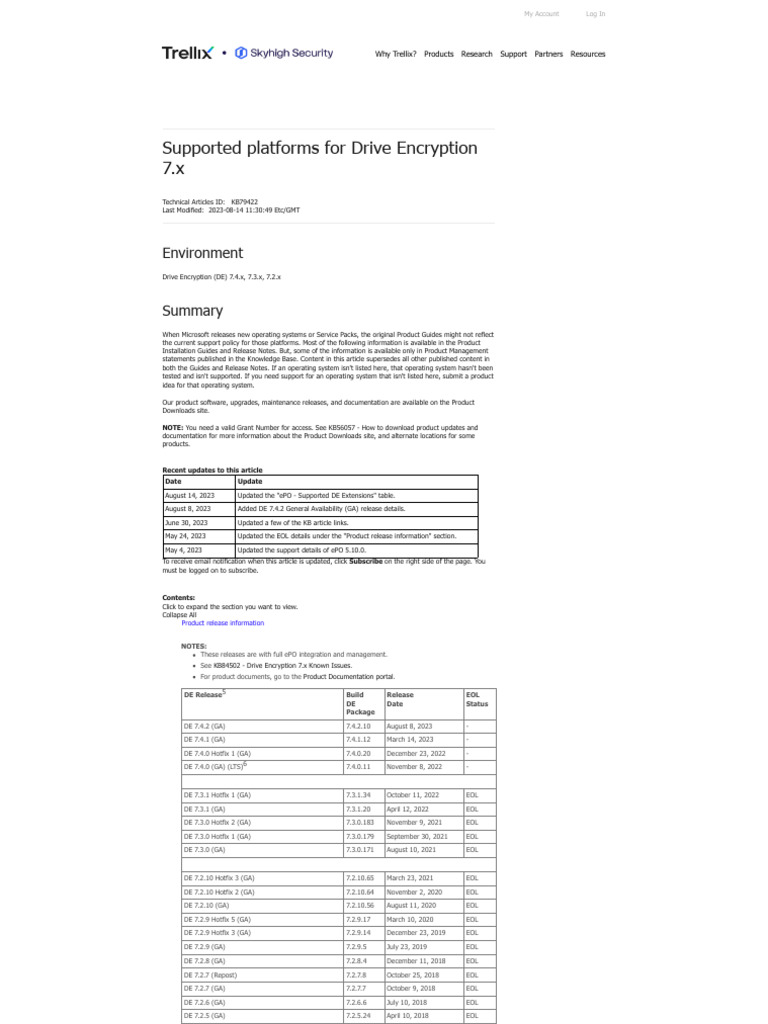 Supported Platforms For Drive Encryption 7.x | PDF | Windows 10 ...
