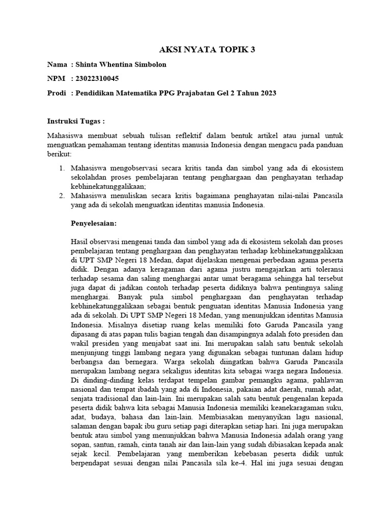 AKSI NYATA TOPIK 3 | PDF