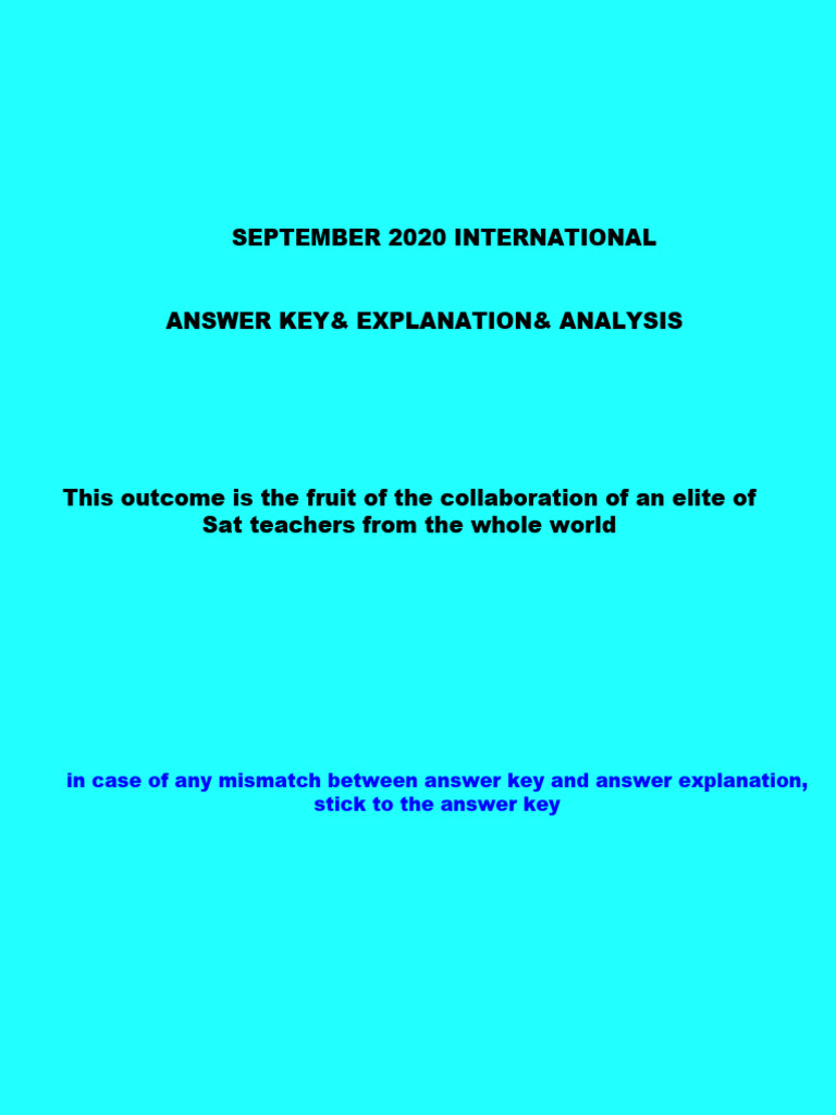 September 2020 SAT International Key | PDF | Biodiversity | Linguistics
