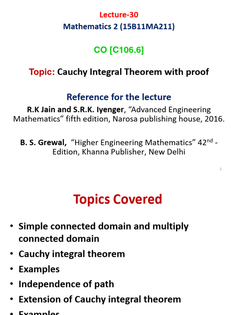 Maths 2 - L30 - Cauchy Integral Theorem With Proof | PDF | Integral | Mathematical Analysis