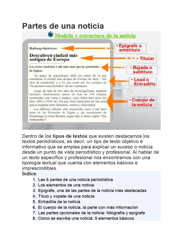 Partes de Una Noticia | PDF
