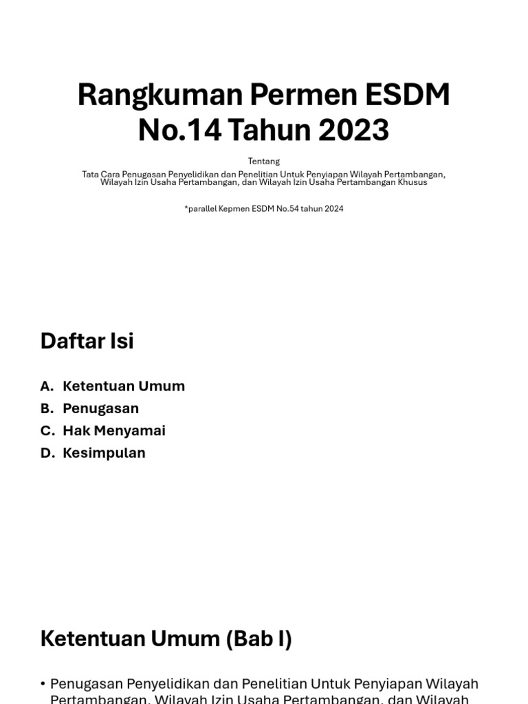 Rangkuman - Permen ESDM No.14 Tahun 2023 | PDF | Sains & Matematika ...