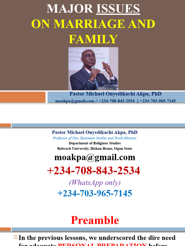 Key Issues in Marriage and Family | PDF | Marriage | Seventh Day ...