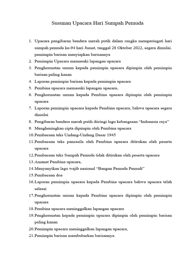 Susunan_Upacara_Hari_Sumpah_Pemuda Print | PDF
