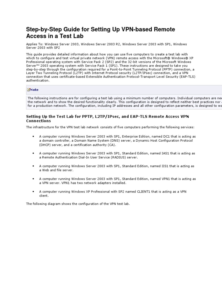 Step-By-Step Guide For Setting Up VPN-Based Remote Access | PDF ...