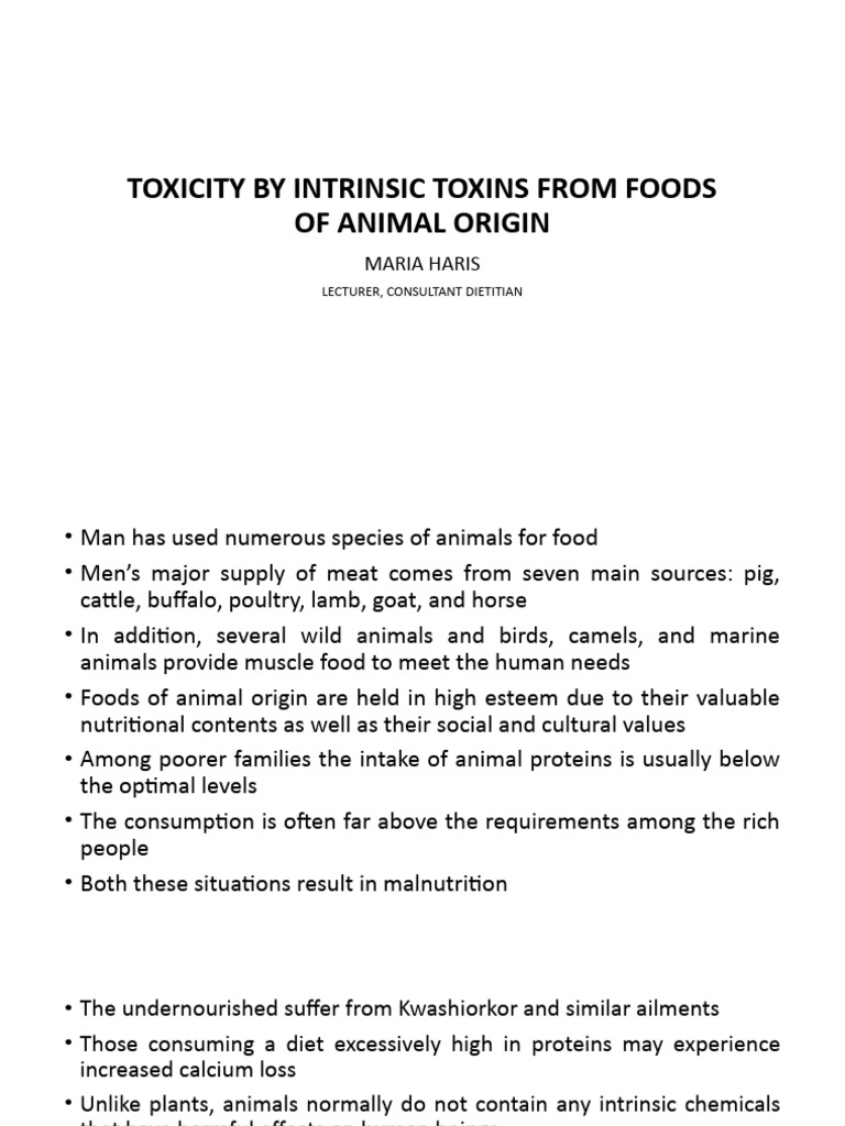6 TOXICITY BY INTRINSIC TOXINS FROM FOODS OF ANIMAL | Download Free PDF | Milk | Meat