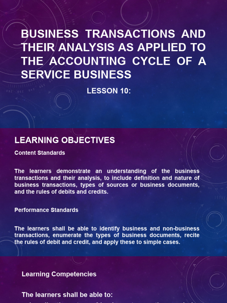 Business Transactions and Their Analysis as Applied to | PDF | Debits And Credits | Money