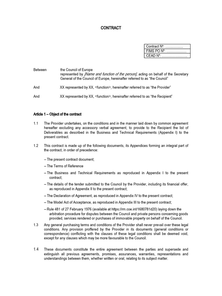 Appendix II - Draft Contract - Procurement for Third Parties | PDF | Value Added Tax | Legal ...