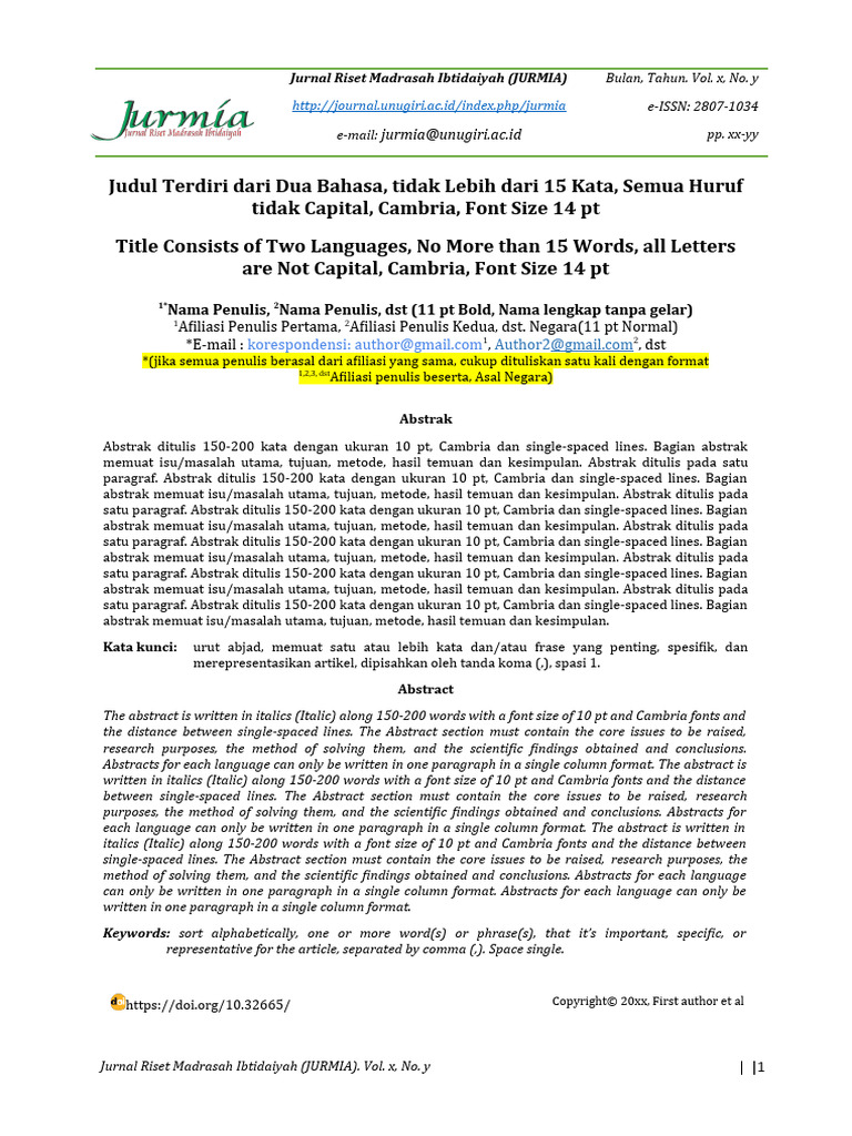 Template Jurmia New | PDF | Seni & Disiplin Bahasa