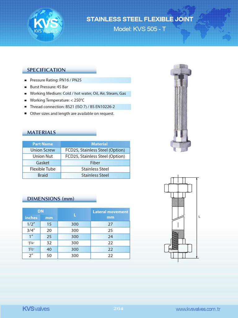 Training - Catalogue KVS - Valve - 505T-STAINLESS STEEL FLEXIBLE JOINT ...