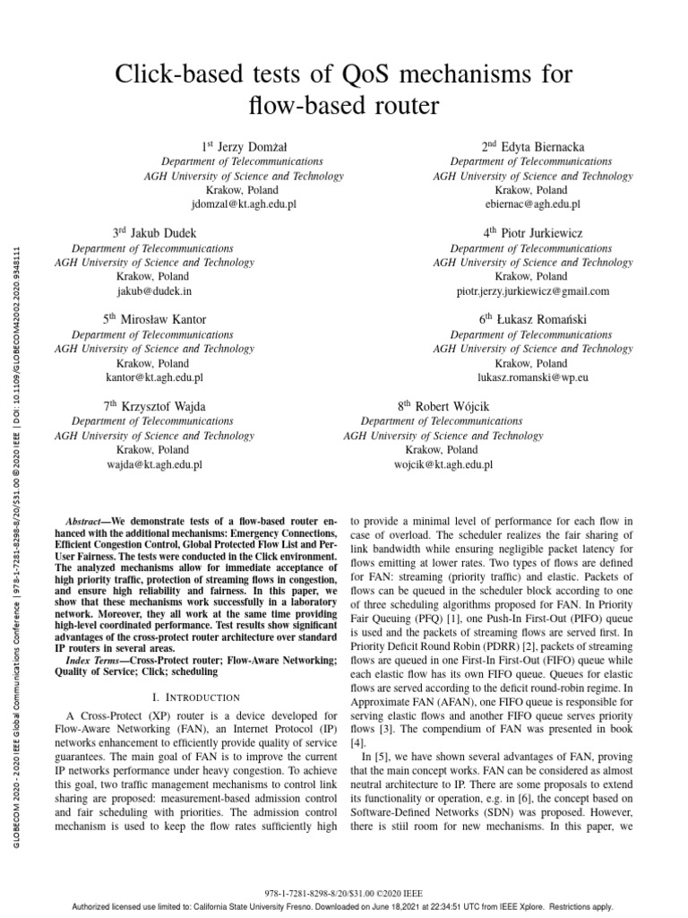 Click-based tests of QoS mechanisms for flow-based router | Download ...