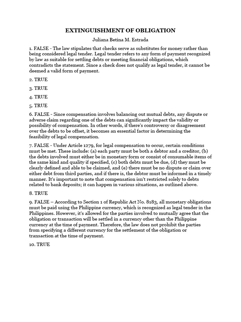 Understanding Obligation Extinguishment | PDF