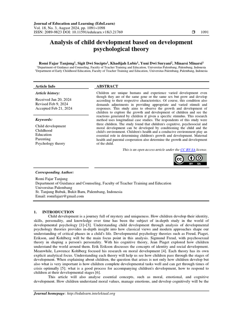 Analysis of child development based on development psychological theory ...