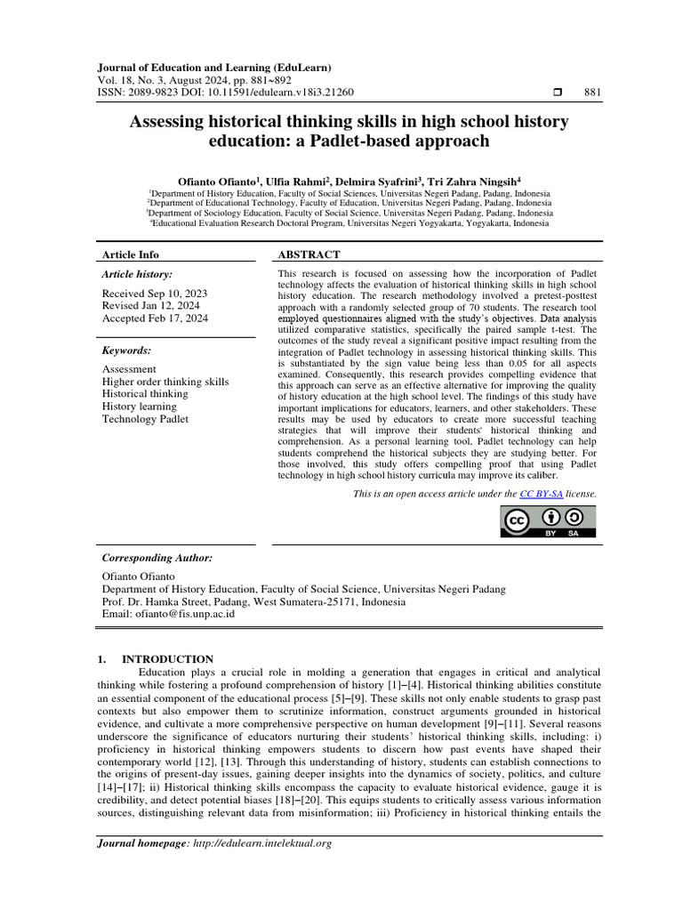 Enhancing Historical Thinking with Padlet | PDF | Educational ...