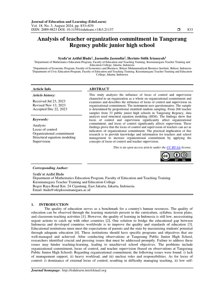 Teacher Commitment in Tangerang Schools | PDF | Teachers | Cognition